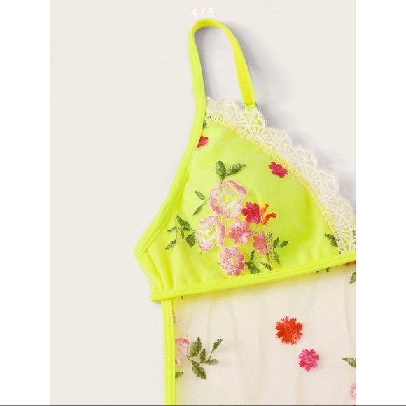 Swim | Neon Yellow Mesh Lace Strummed Monokini | Poshmark
